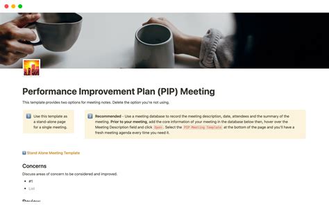 Performance Improvement Plan Notion Template
