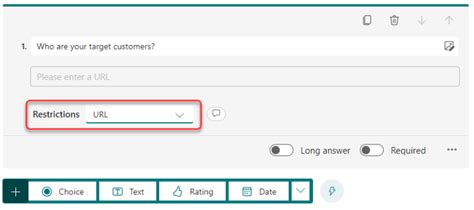 using restrictions on open text fields in microsoft forms one minute