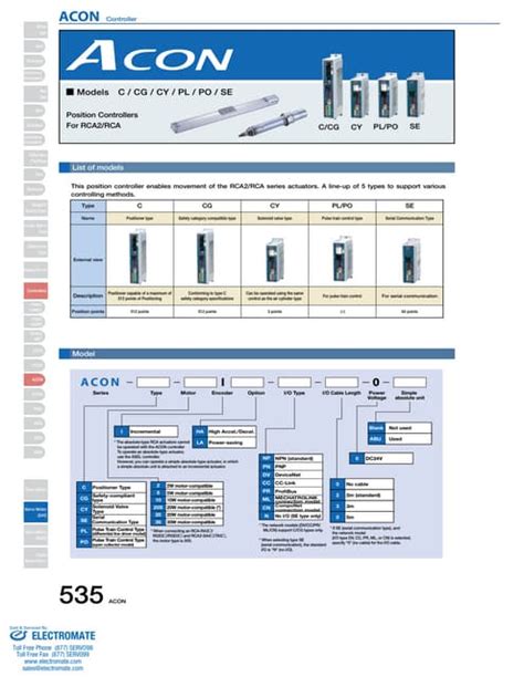 Iai Acon Controller Specsheet Pdf