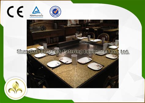 9 Seats Indoor Outdoor Teppanyaki Hibachi Grill Table For Hotel Food