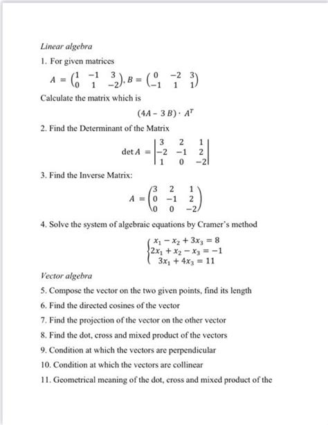 Solved Linear Algebra 1 For Given Matrices 1 2 1 32₂ B