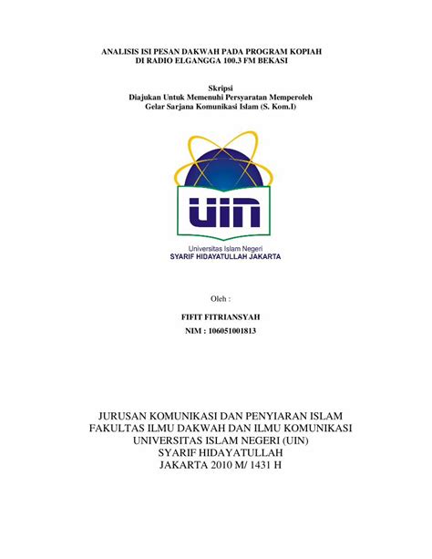 PDF JURUSAN KOMUNIKASI DAN PENYIARAN ISLAM PDF Filepribadi Dan