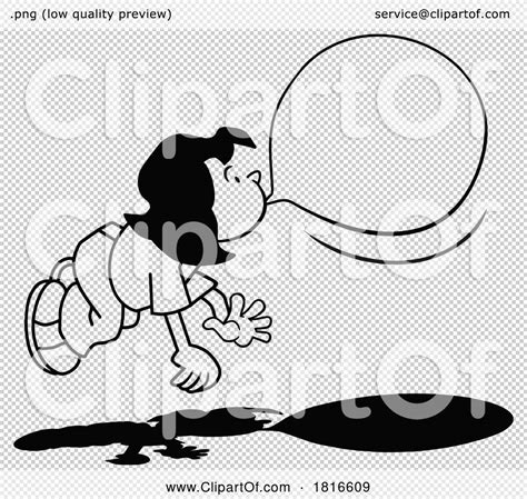 Cartoon Girl Floating And Blowing Bubble Gum Licensed Clipart By Johnny