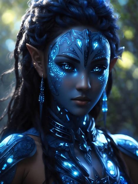 Premium Ai Image Image Of A Girl In Blue Humanoid Avatar Created With