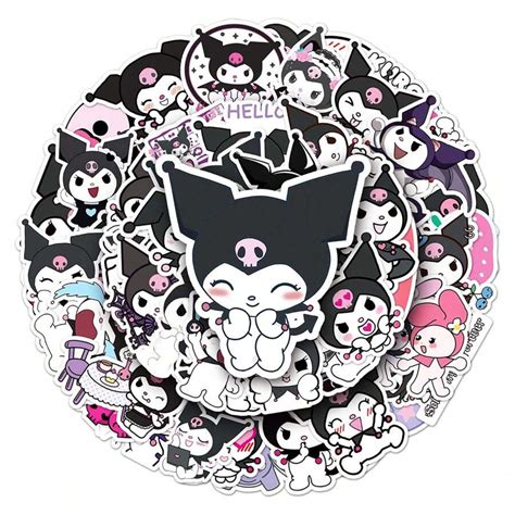 Sanrio 50pcs Cute Sanrio Kuromi Anime Stickers Diy Suitcase Fridge