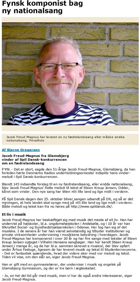 Fynsk Komponist Bag Ny Nationalsang Bjarne Gregersen Fyns Amtsavis