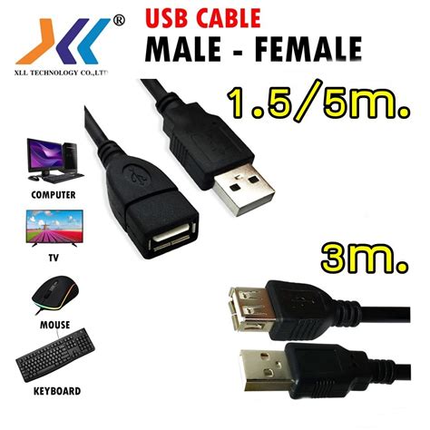 ☎สายต่อ สายเพิ่มความยาว Usb 2 0 ผู้ เมีย Male Female ความยาว 1 5m 3m