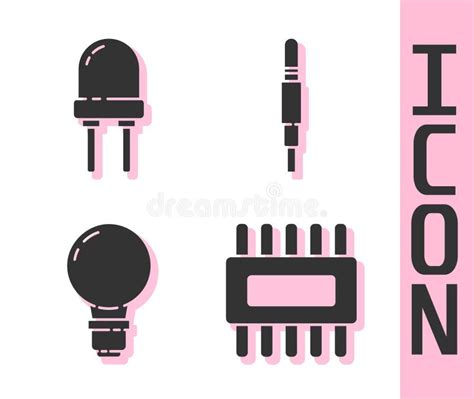 set processor with microcircuits cpu light emitting diode light bulb