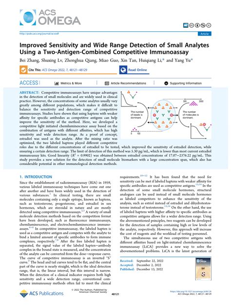 Pdf Improved Sensitivity And Wide Range Detection Of Small Analytes Using A Two Antigen