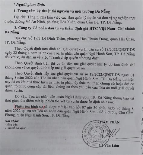 Chuyện khó tin ở Đà Nẵng Tranh chấp dân sự nhưng tòa thông báo mở