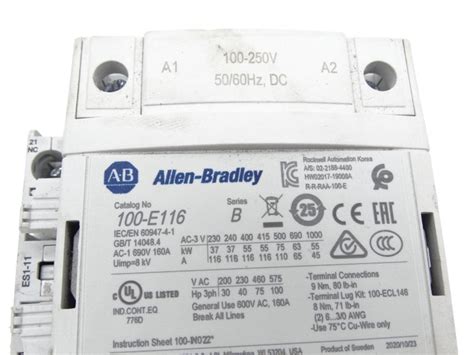 Allen Bradley 100 E116kd11 Series B Contactor