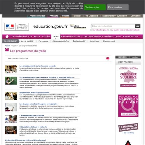 Educationgouv Les Programmes Du Lycée Pearltrees