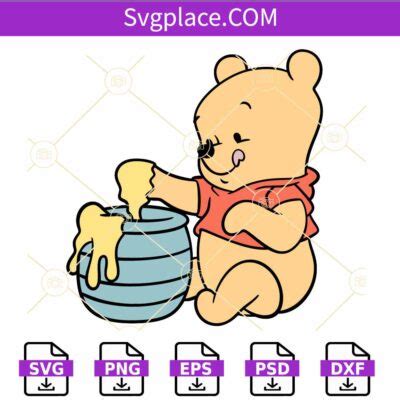 Baby Winnie The Pooh Eating Honey Svg Winnie The Pooh Svg