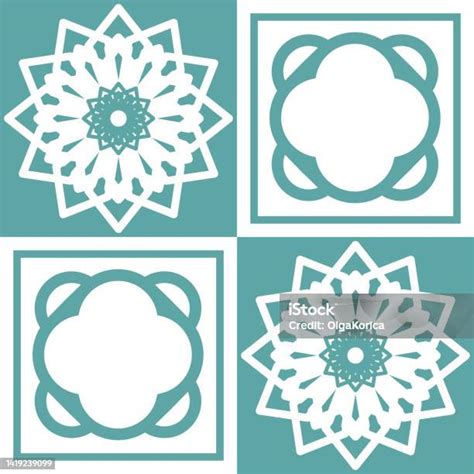 세라믹 타일 및 벽 디자인을위한 블루 민트 Azulejo 디자인 전통적인 스페인 배경 벡터 일러스트 레이 션 0명에 대한 스톡