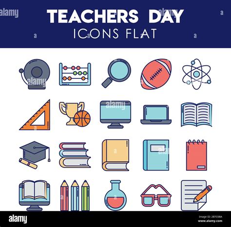 Set Of Icons Teachers Day Line And Fill Style Icon Vector Illustration Design Stock Vector