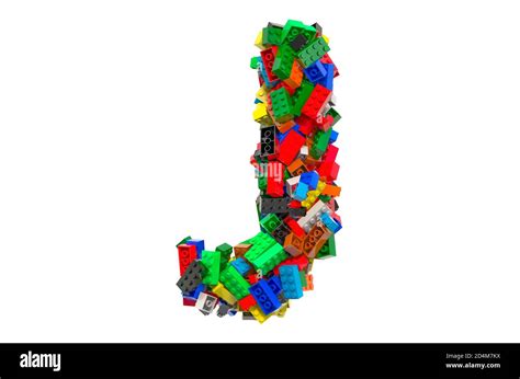 Letter J From Colored Plastic Building Blocks 3D Rendering Isolated On