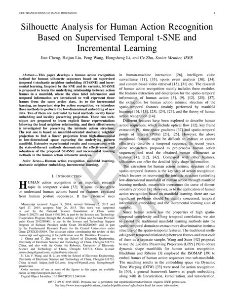 Pdf Silhouette Analysis For Human Action Recognition Based On Supervised Temporal T Sne And