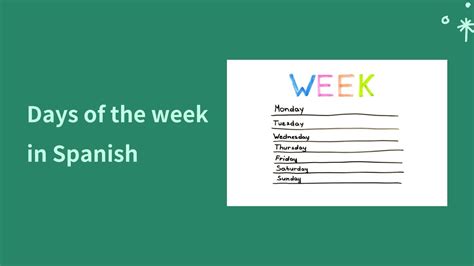 From Monday To Sunday Learn The Days Of The Week In Spanish Learn