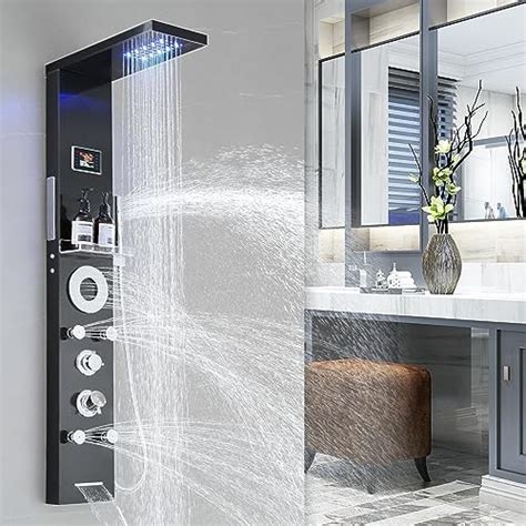 5 In1 Shower Panel Tower System Gold Stainless Steel Multi Function