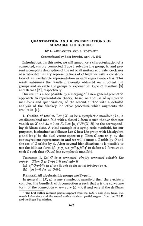 Pdf Quantization And Representations Of Solvable Lie Groups