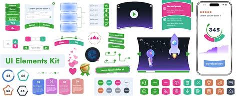 Premium Vector A Set Of User Interface Elements UI Kit Intended For Use In Mobile Applications
