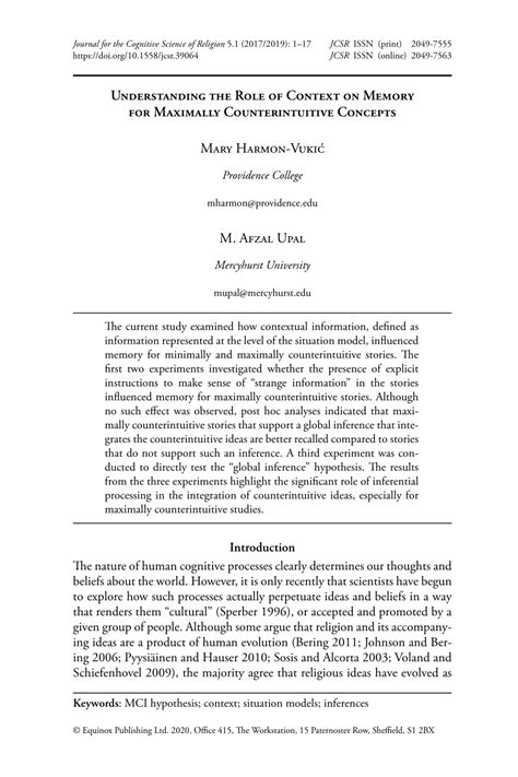 Pdf Understanding The Role Of Context On Memory For Maximally
