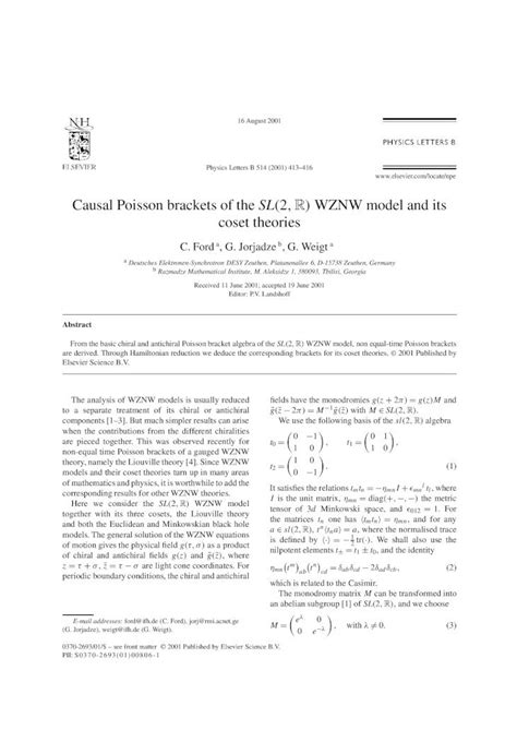 pdf causal poisson brackets of the sl 2 r wznw model and its coset
