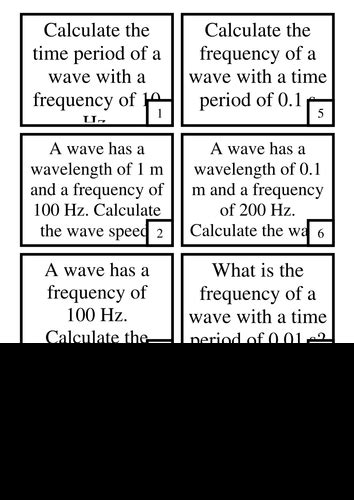 Waves Calculations Game Igcse Teaching Resources