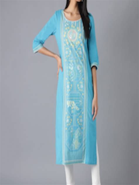Buy Aurelia Women Blue Ethnic Motifs Printed Kurta Kurtas For Women