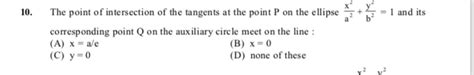 The Point Of Intersection Of The Tangents The Point P On The