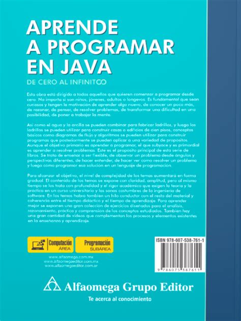 APRENDE A PROGRAMAR EN JAVA DE CERO AL INFINITO – De cero al infinito – Alfaomega México