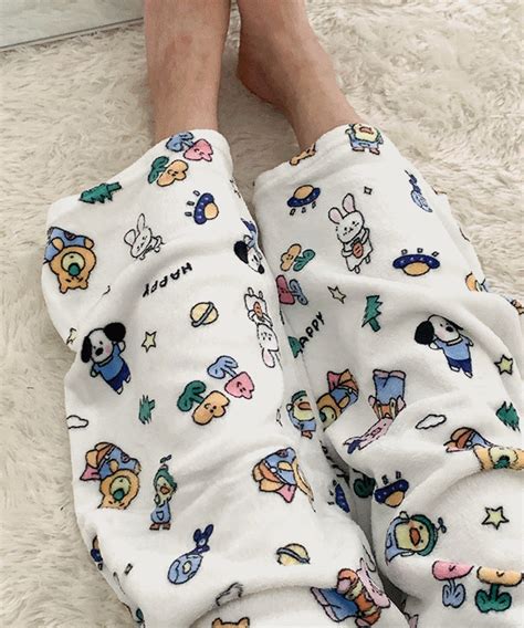 9컬러 꽃무늬 귀여운 캐릭터 겨울 보들 극세사 밍크 수면 잠옷 바지 에이블리