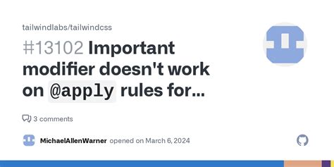 Important Modifier Doesnt Work On `apply` Rules For Custom Utilities