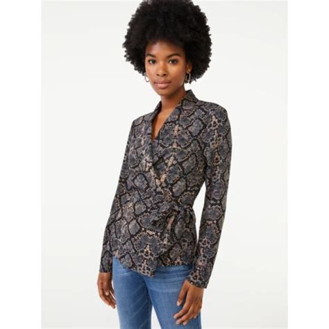 Scoop Womens Print Wrap Top Black Python Print Xxxl 22 Ebay