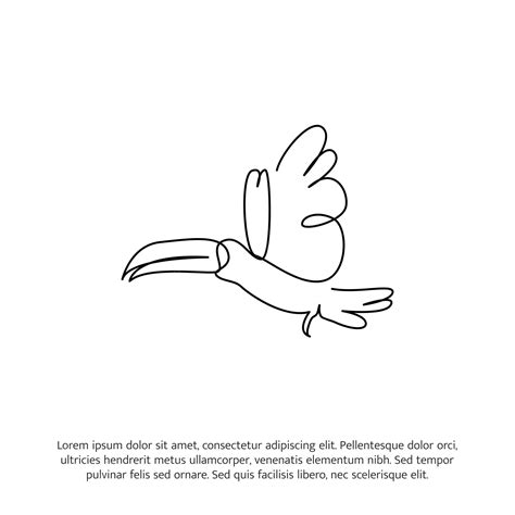 Premium Vector Flying Toucan Bird One Continuous Line Drawing Cute