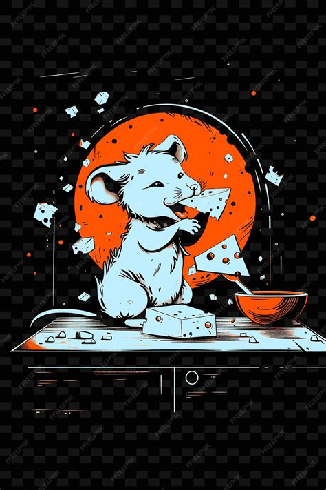 Premium Psd Mouse Nibbling On Cheese With A Kitchen Backdrop Poster