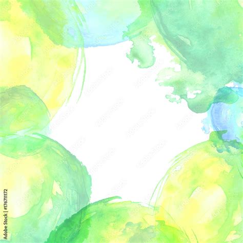 Watercolor Background Frame With Round Elements Splash Paint Blot