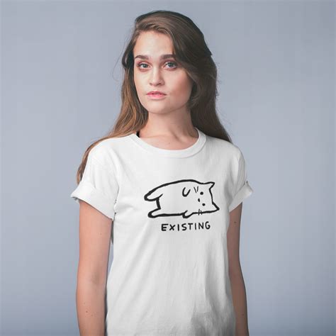 T SHIRT KOSZULKA BIAŁA Z KOTEM LENIWY KOT S Allegro pl