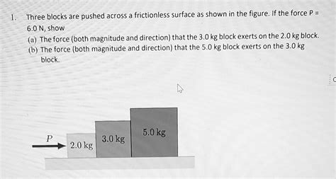 1 three blocks are pushed across a frictionless surface as shown in