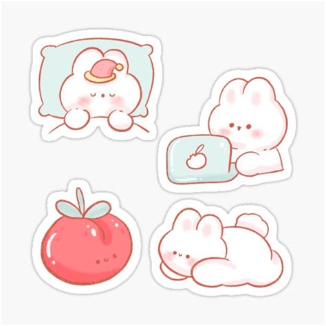 Cute And Kawaii Little Bunny Sticker For Sale By Pokkie Redbubble