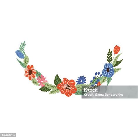 벡터 라운드 또는 반원 꽃 프레임과 테두리 꽃 식물과 우아한 장식 요소 0명에 대한 스톡 벡터 아트 및 기타 이미지 0명