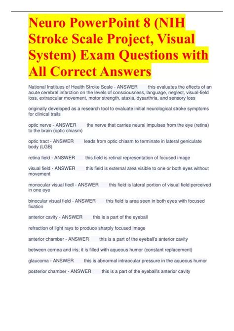 Neuro Powerpoint 8 Nih Stroke Scale Project Visual System Exam