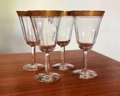 Tiffin Franciscan Minton Optic Gold Encrusted Rim Verge Line Stem 14196
