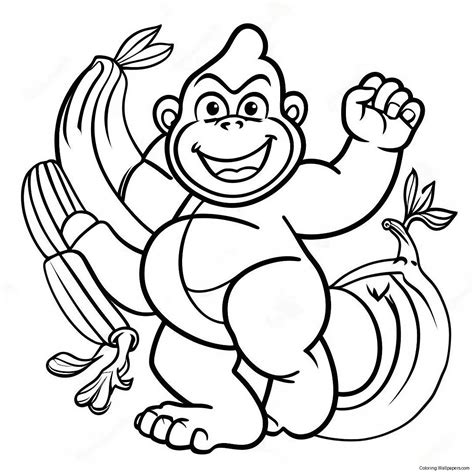 Dixie Kong With Colorful Bananas Coloring Page 60714 48041