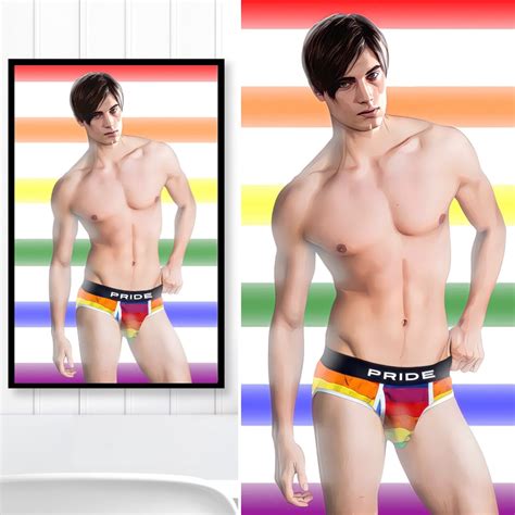 Leon Kennedy Gay Pride Pin Up Art Print X In Poster Rainbow Sexy Thirst Trap Smut