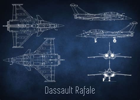 Dassault Rafale Blueprint Poster By The Trackless Road Displate