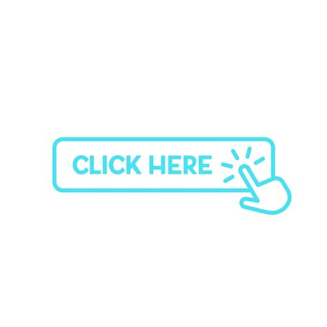 Premium Vector Blue Click Here Square Button With Hand Pointer Icon