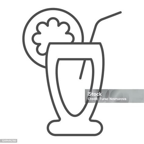 과일 칵테일 얇은 라인 아이콘입니다 흰색에 격리 된 벡터 그림을 마십니다 웹 및 응용 프로그램을 위해 설계된 열대 음료 개요 스타일 디자인 Eps 10 10에 대한 스톡