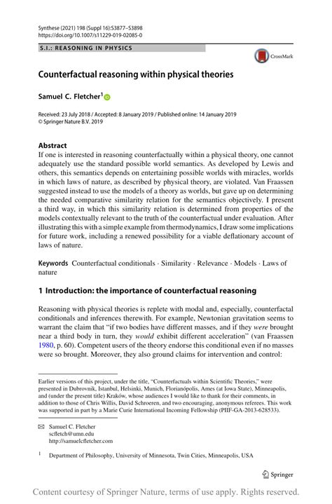 Counterfactual Reasoning Within Physical Theories