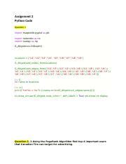 Assignment 2 Code Docx Assignment 2 Python Code Question 1 Import